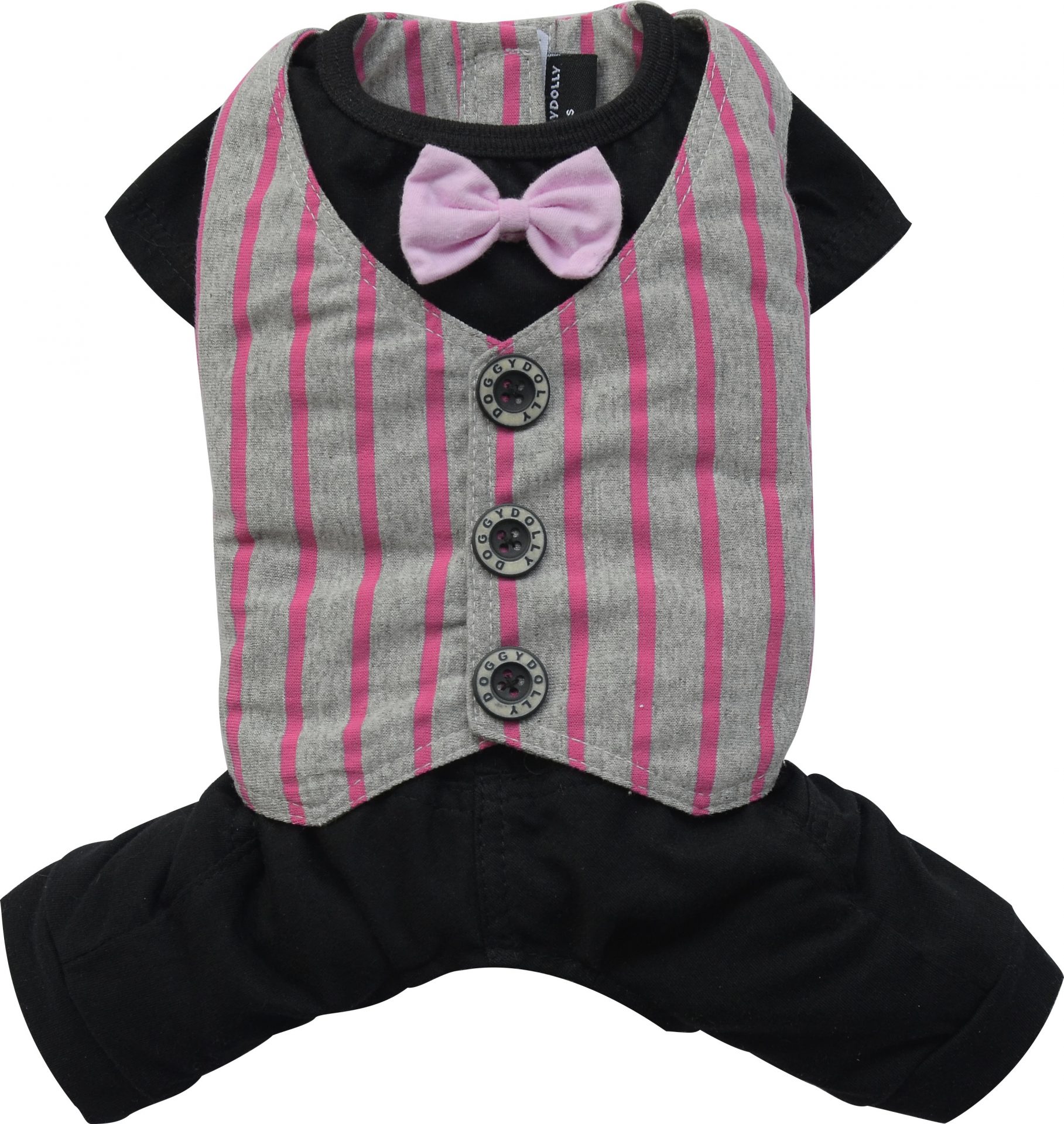 Grey/Pink Stripped Suit Dickie Bow - Pimp My Pooch Ireland Dog Boutique